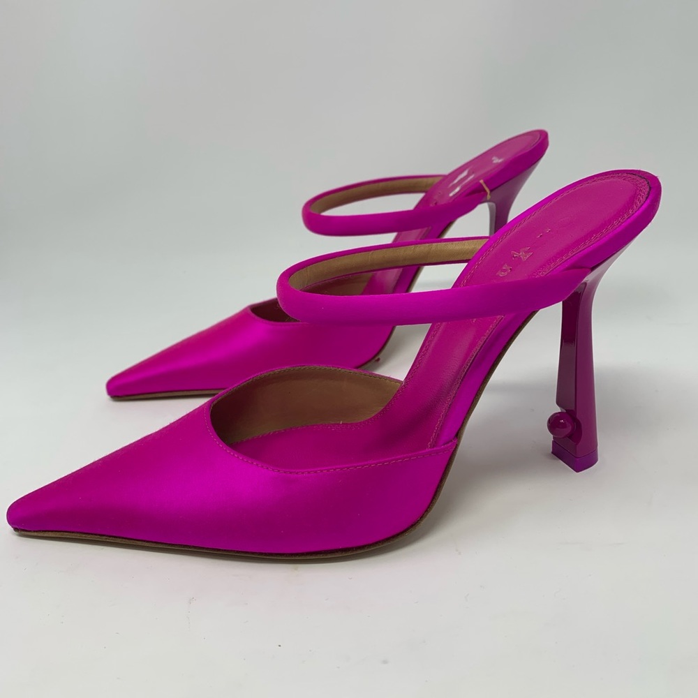 Off-White Pop Lollipop Pointed Toe Satin Mule Shoes S… - Gem